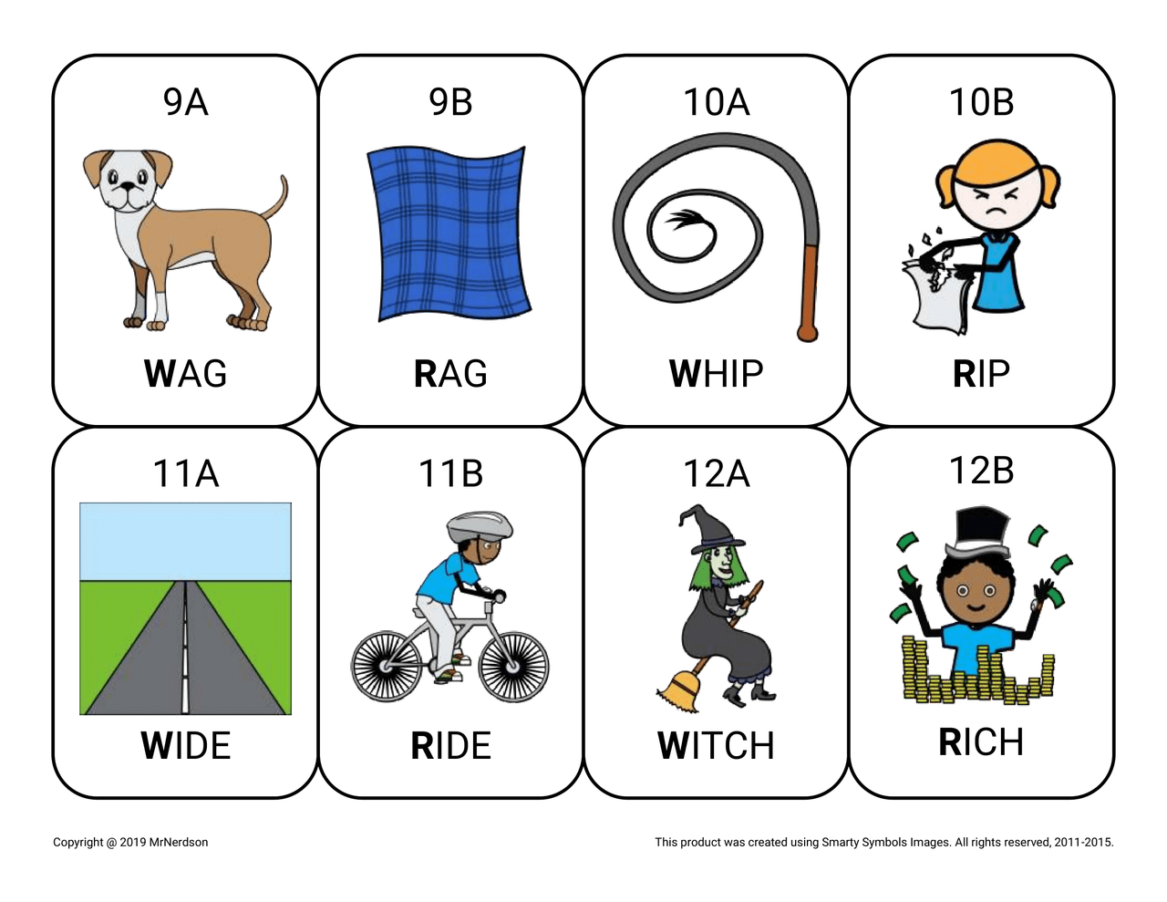 W-R & W-L Minimal Pair Cards
