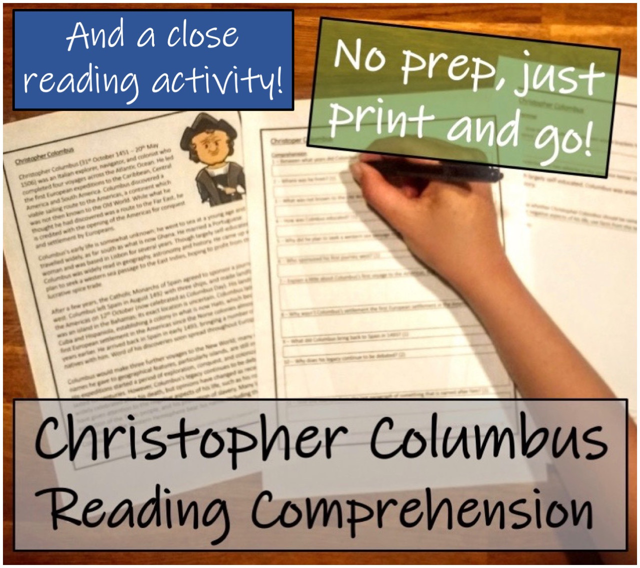 Christopher Columbus - 5th & 6th Grade Close Read & Biography Writing Bundle - Amped Up Learning