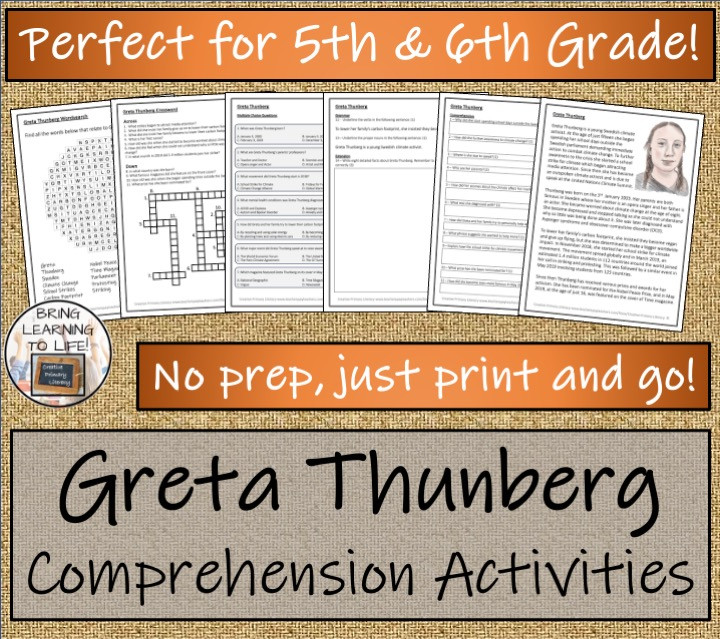 Greta Thunberg - 5th & 6th Grade Close Reading Activity