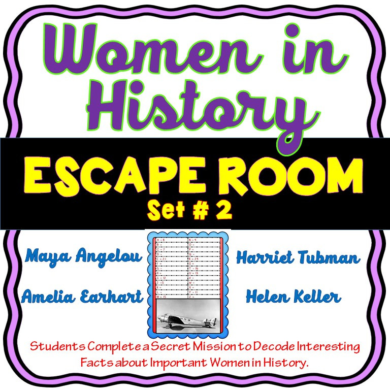 Women in History ESCAPE ROOM! Set #2 - Harriet Tubman, Amelia Earhart ...