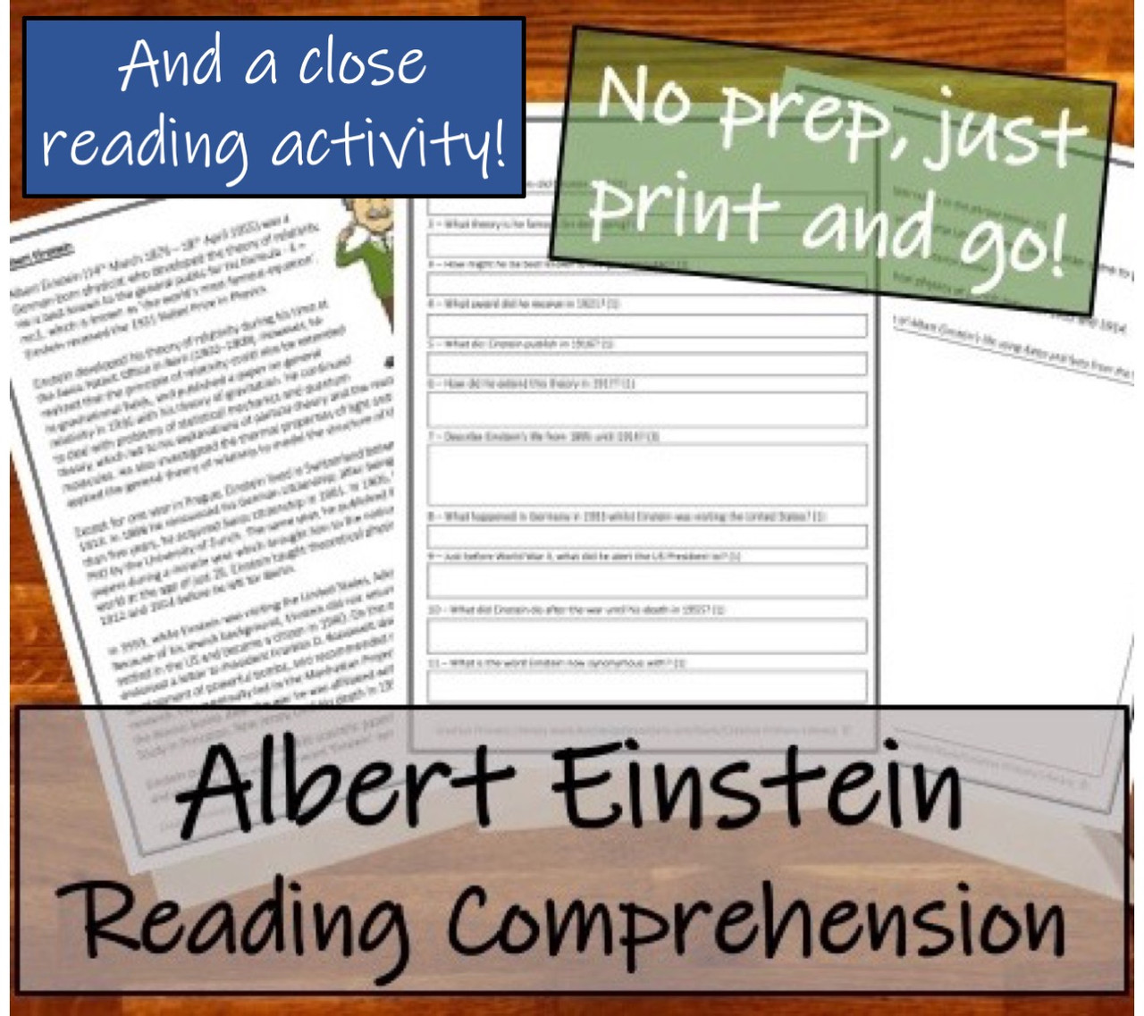 Albert Einstein - 5th & 6th Grade Close Read & Biography Writing Bundle ...