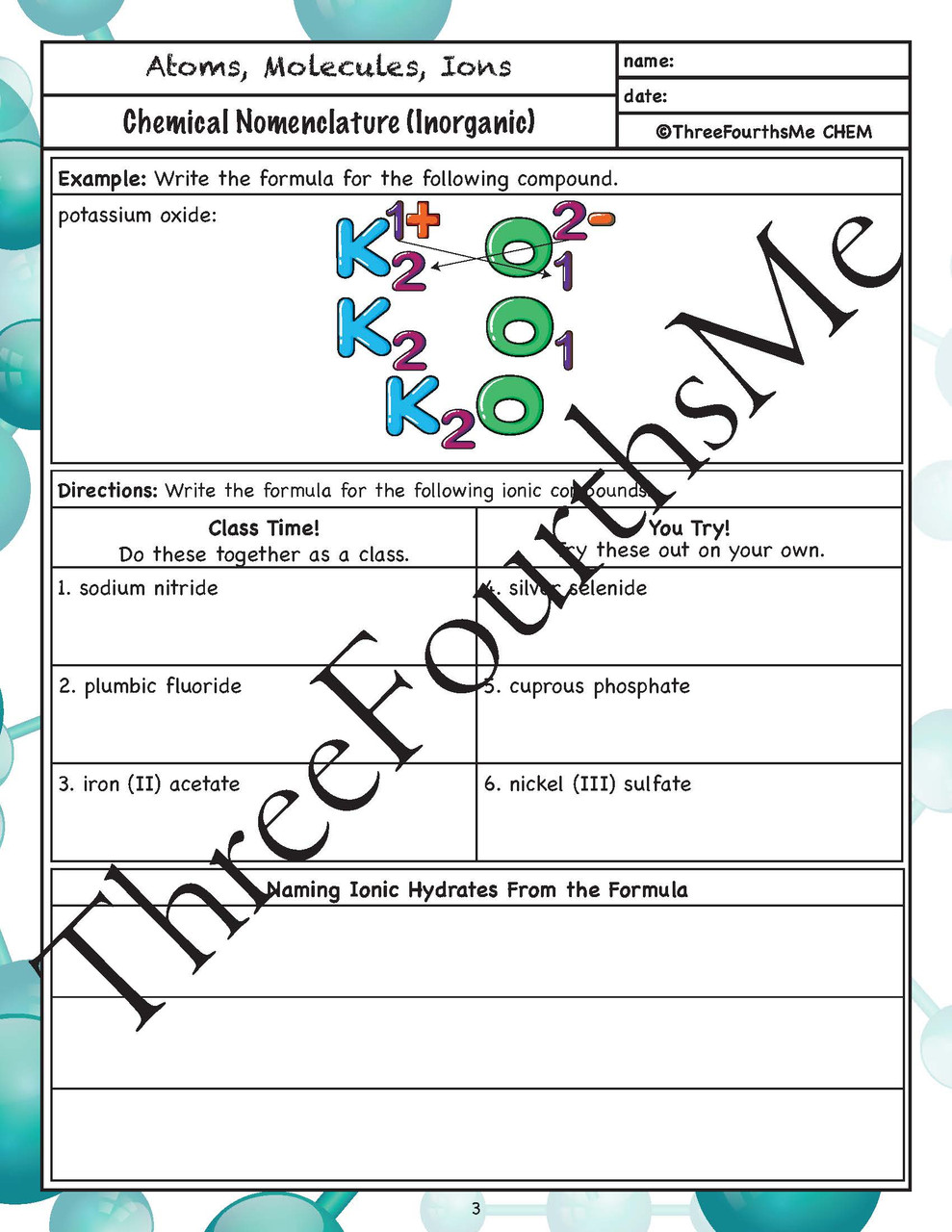 Inorganic Nomenclature Scaffolded Notes Name To Formula Amped Up
