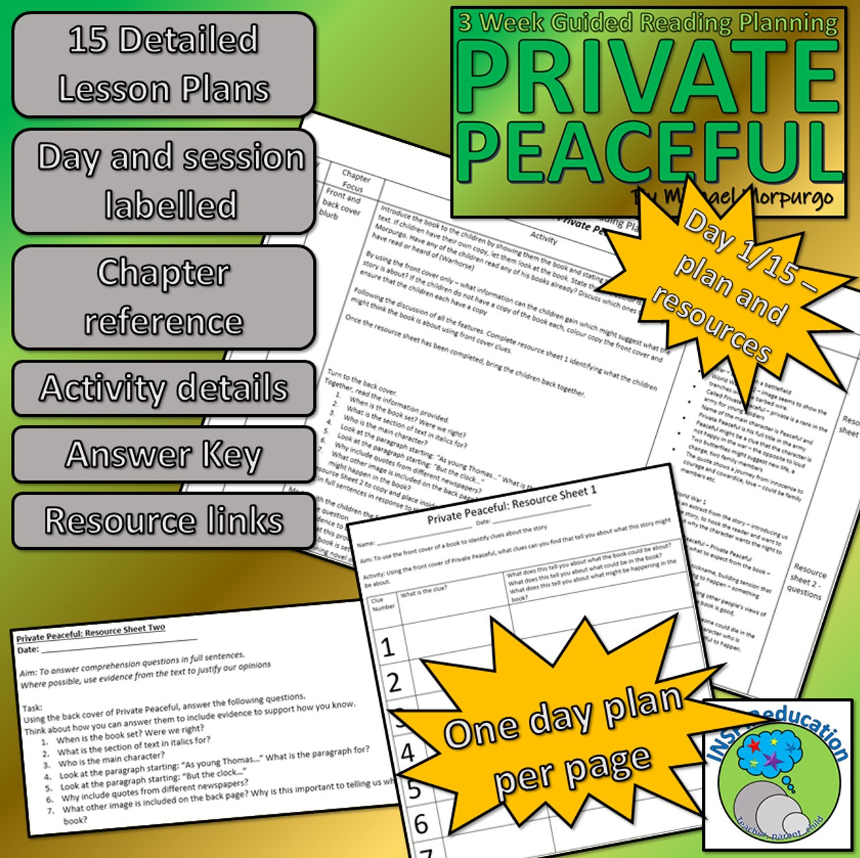 Private Peaceful - Michael Morpurgo: Guided Reading 15 lesson plans and ...