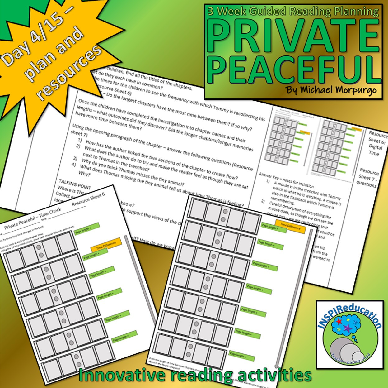 Private Peaceful - Michael Morpurgo: Guided Reading 15 lesson plans and ...