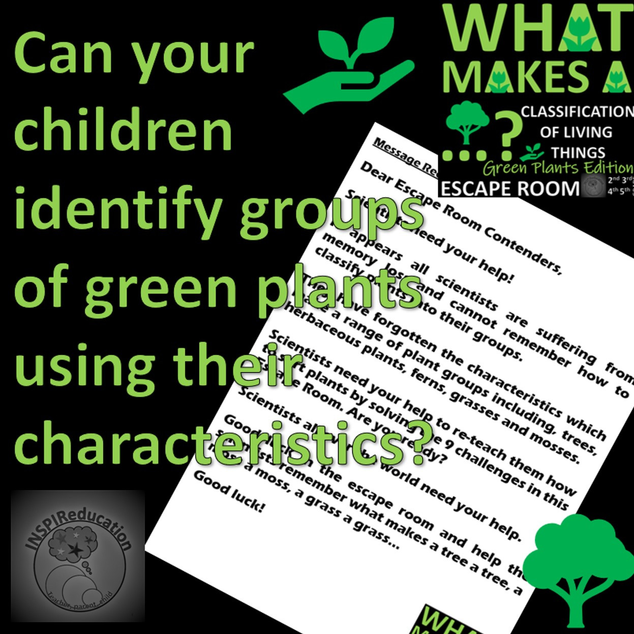ESCAPE ROOM: Science - Classification of Green Plants - Amped Up Learning