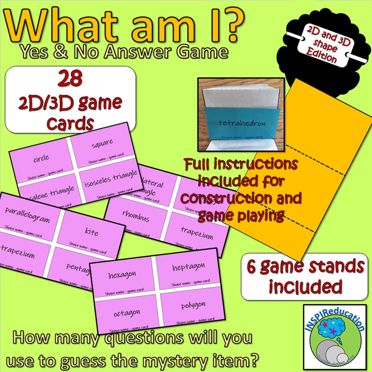 2D and 3D Shape Classification - Yes/No Card Game - Amped Up Learning