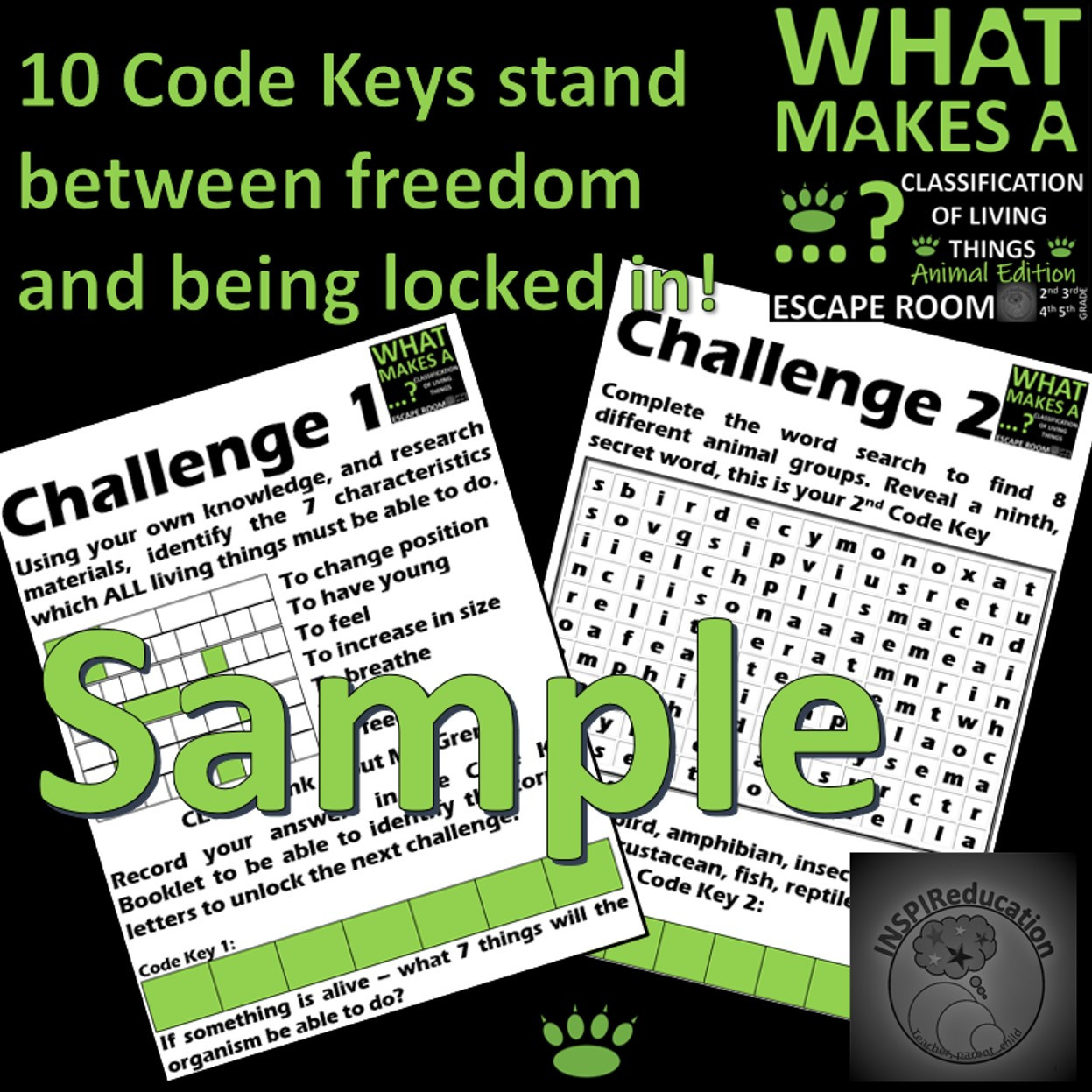 SCIENCE ESCAPE ROOM: Classification of Animals - 10 Challenges to solve ...