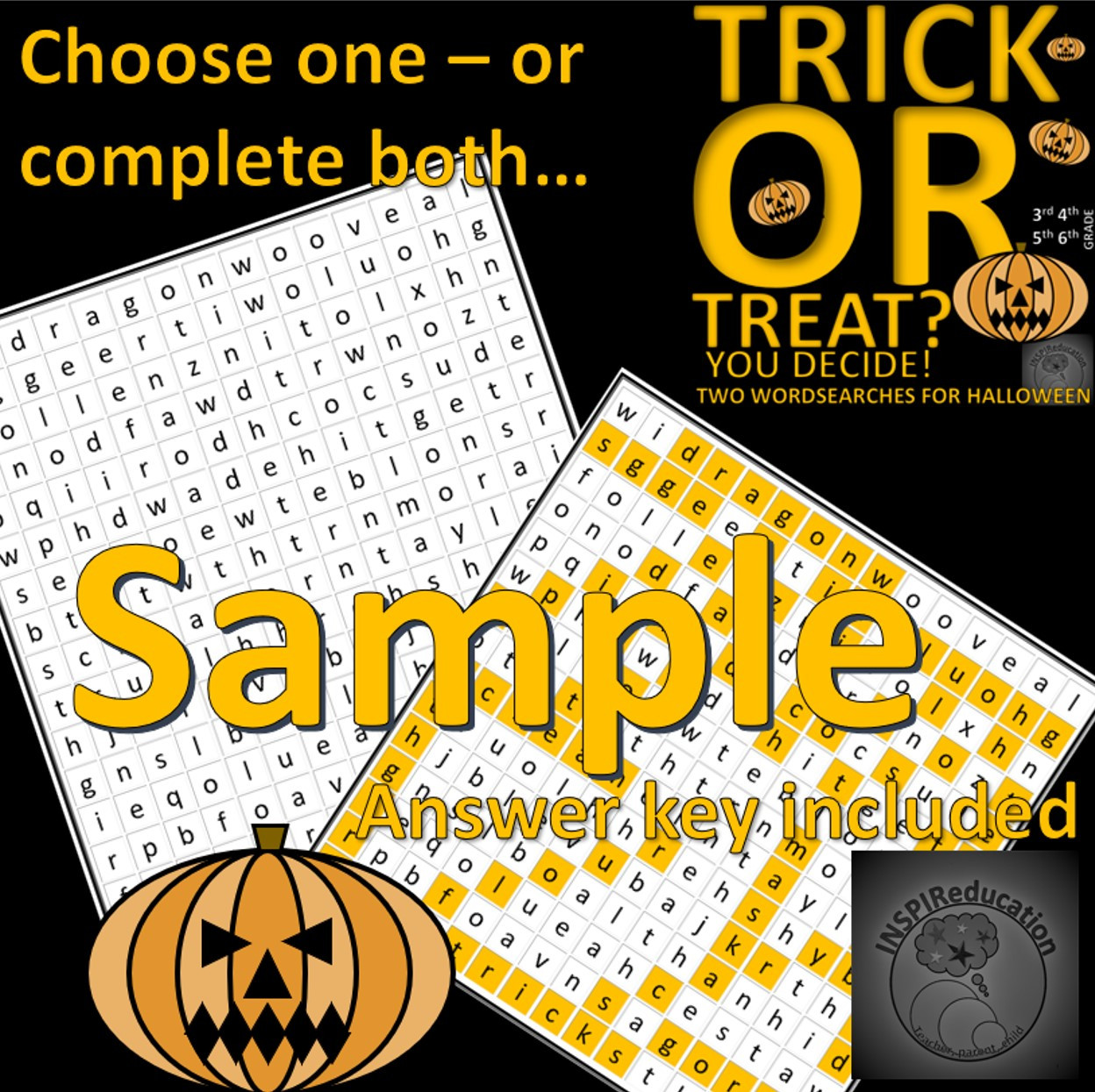 Halloween Word Searches - "Trick" or "Treat" - Which will your children ...