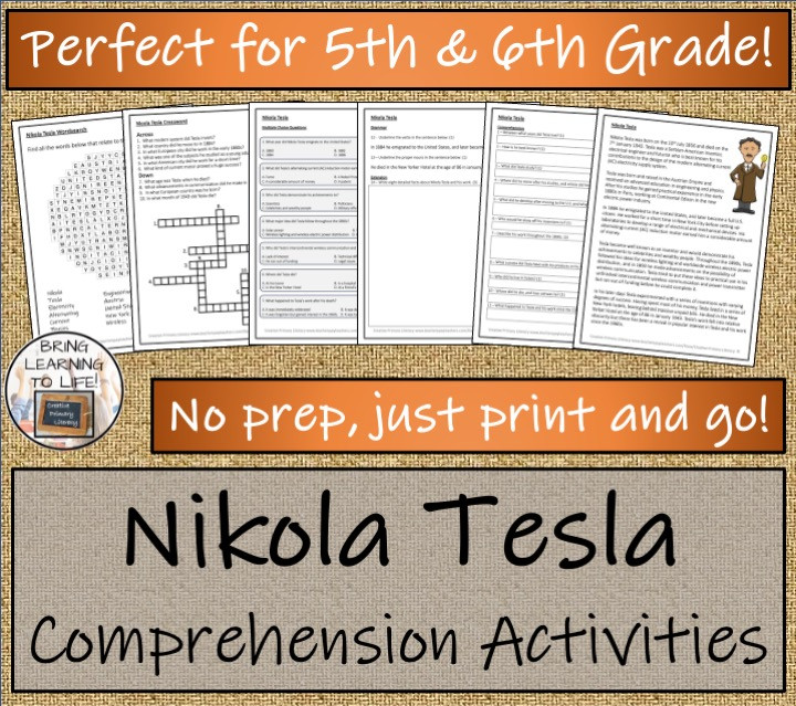 Nikola Tesla Close Reading Comprehension Activities | 5th Grade & 6th ...