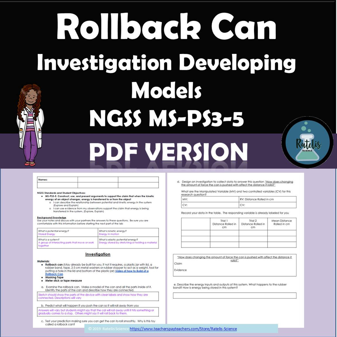 5e Explore Investigation for NGSS MS-PS3-5: Rollback Can - Amped Up ...