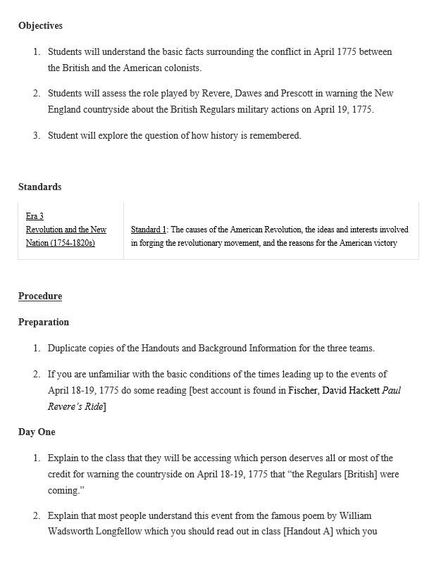 Paul Revere, William Dawes or Samuel Prescott - Amped Up Learning