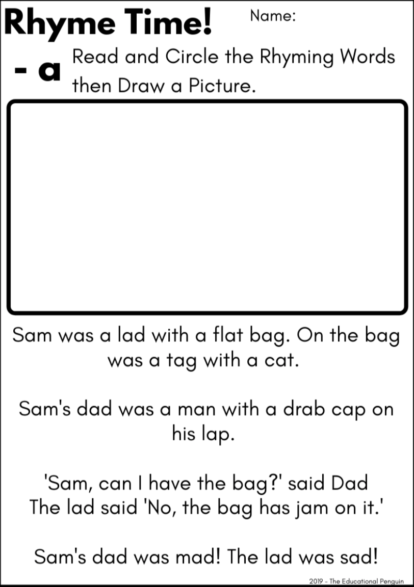 Rhyme Worksheet Activity Pack - Short Vowel Sounds - Amped Up Learning