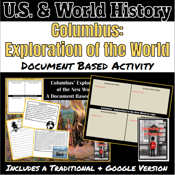U.S. & World History | Columbus' Exploration | Document Based Activity ...