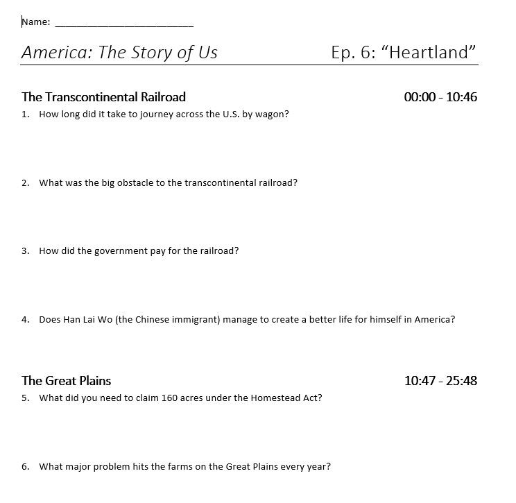 America: The Story of Us Video Viewing Guides - Amped Up Learning