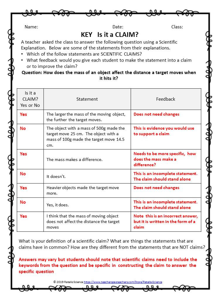 NGSS Constructing Explanations:Claims and Evidence - Amped Up Learning