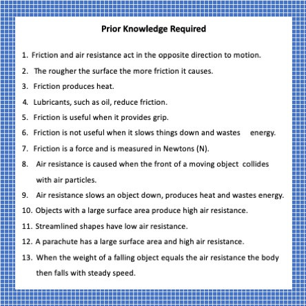 Forces - Friction and air Resistance Find the Pair Game for Middle ...