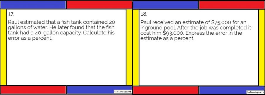 Percent Change and Percent Error: 20 Task Cards - Amped Up Learning