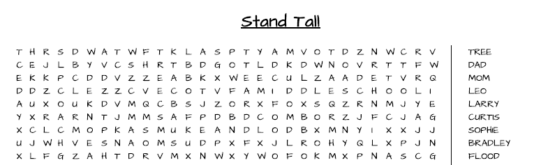 Stand Tall by Joan Bauer- Word Search - Amped Up Learning