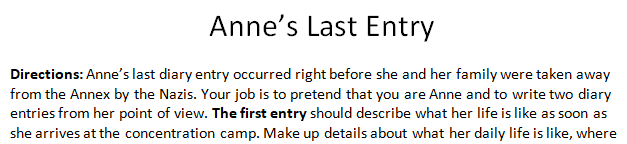 The Diary of Anne Frank- Anne's Last Diary Entry - Amped Up Learning