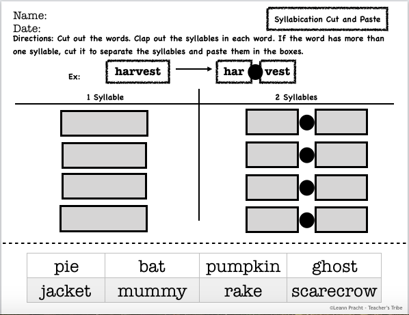 Fall Syllables Center - Amped Up Learning