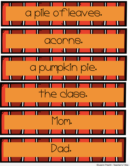 Fall Silly Sentences Center