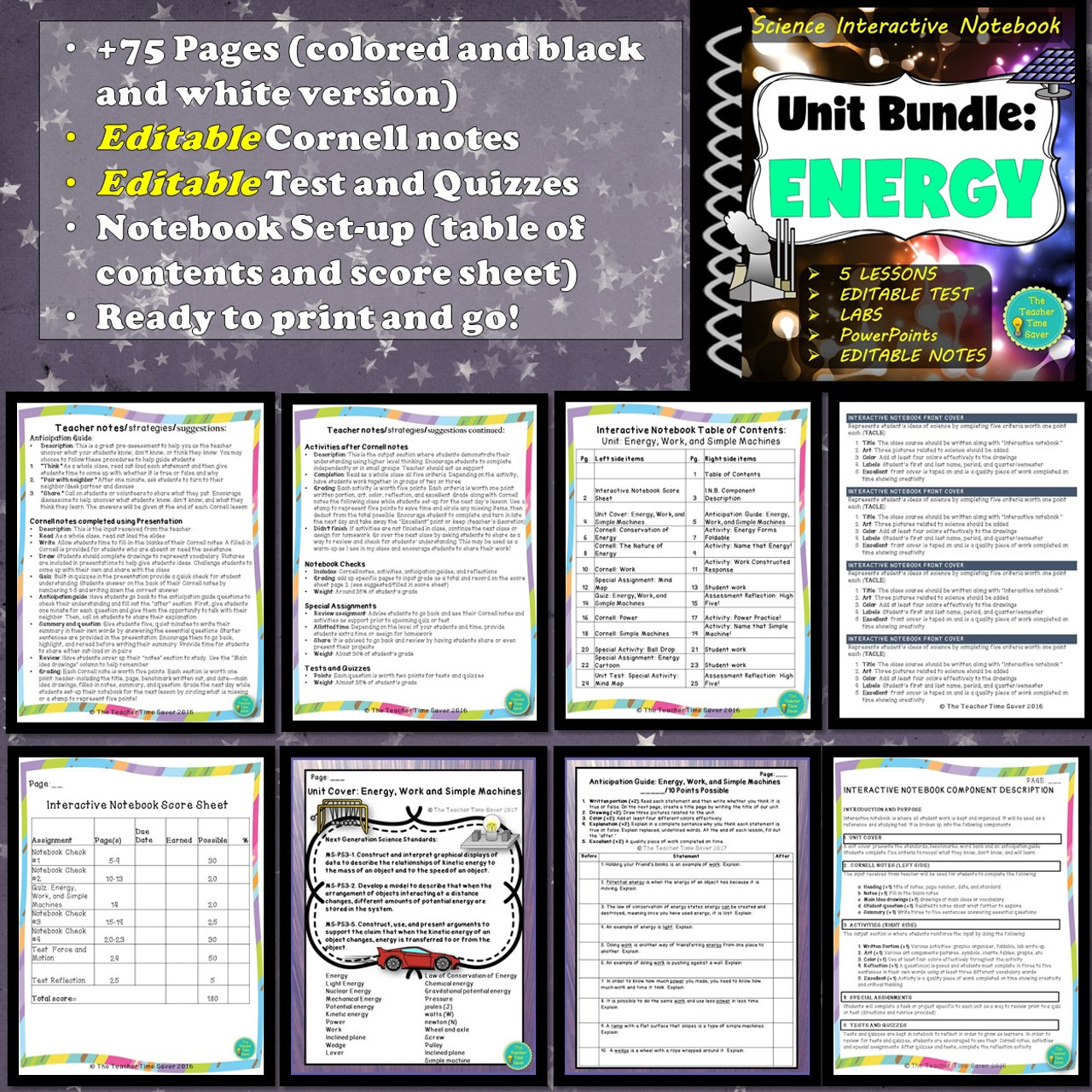 Energy, Work, & Simple Machines Interactive Notebook BUNDLE - Amped Up ...