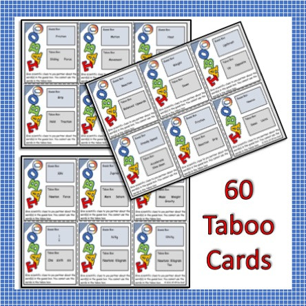 Forces - 60 Taboo Cards for Middle School Science - Amped Up Learning
