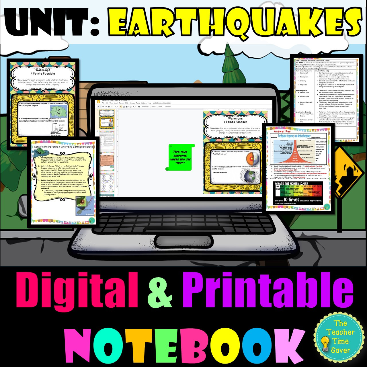 Earthquakes Unit Digital Notebook Bundle - Amped Up Learning