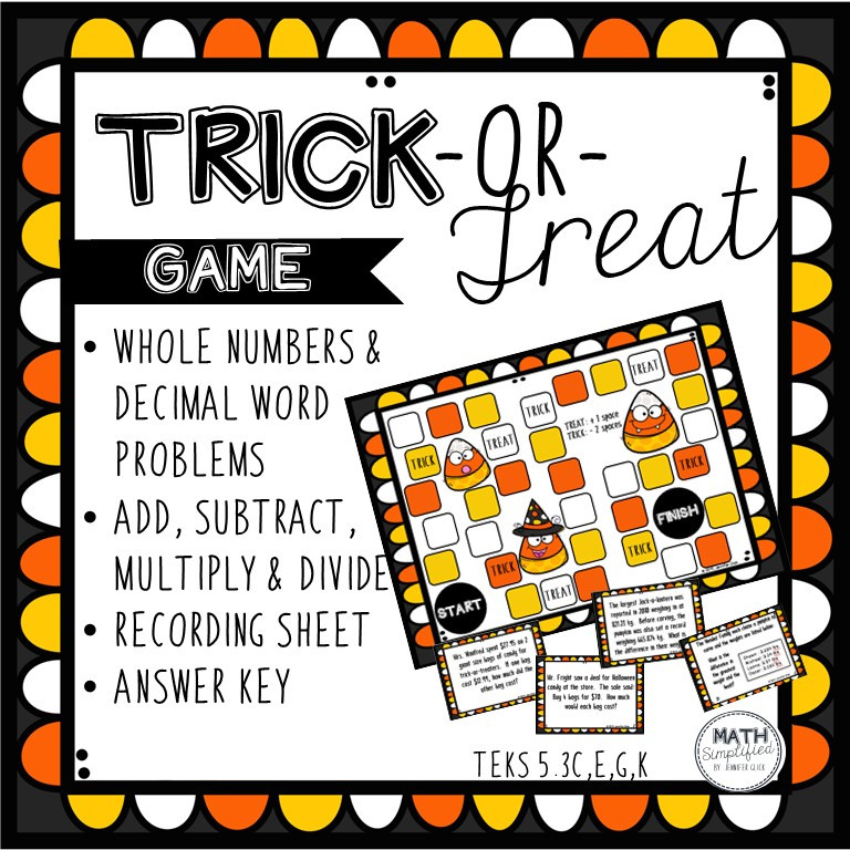 Trick-or-Treat Game: Decimal Word Problems - Amped Up Learning