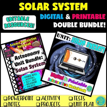 SOLAR SYSTEM INTERACTIVE NOTEBOOK DOUBLE BUNDLE- PRINTABLE AND GOOGLE ...