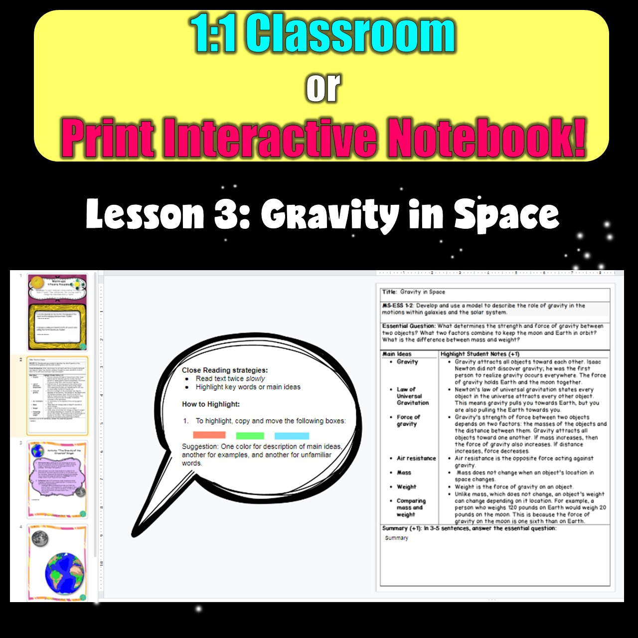 Earth, Sun, Moon Space Interactive Notebook Bundle - Amped Up Learning