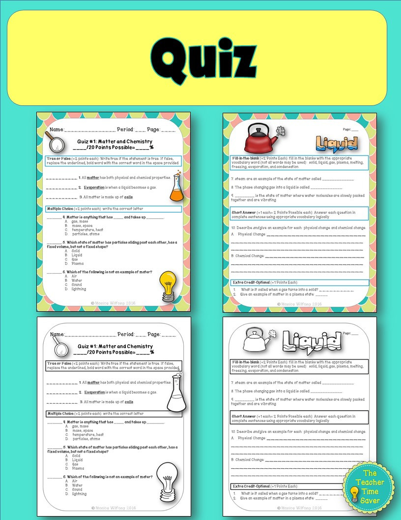 Matter and Chemistry Unit Editable Test and Quiz - Amped Up Learning
