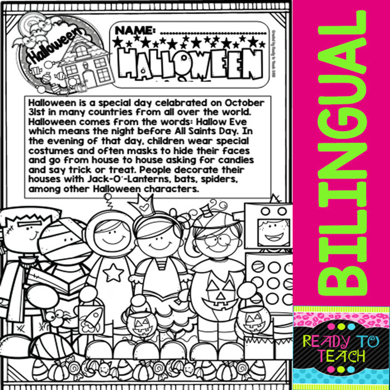 Halloween - Noche de Brujas - Reading and Worksheets - Bilingual ...