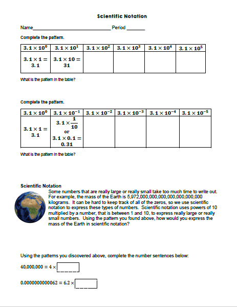 Scientific Notation Patterns Task - Amped Up Learning
