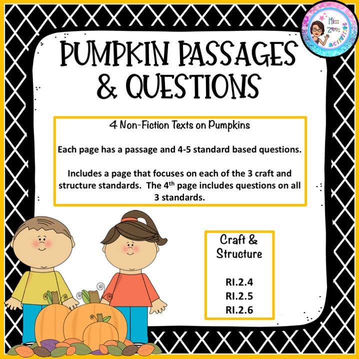 Four Pumpkin Passages & Questions - RI.2.4, RI.2.5, RI.2.6 - Amped Up ...