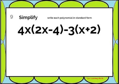 Multiplying by a Monomial and Combining Like Terms - Google Slides -20 ...