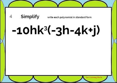 Multiplying by a Monomial and Combining Like Terms - 20 Task Cards ...