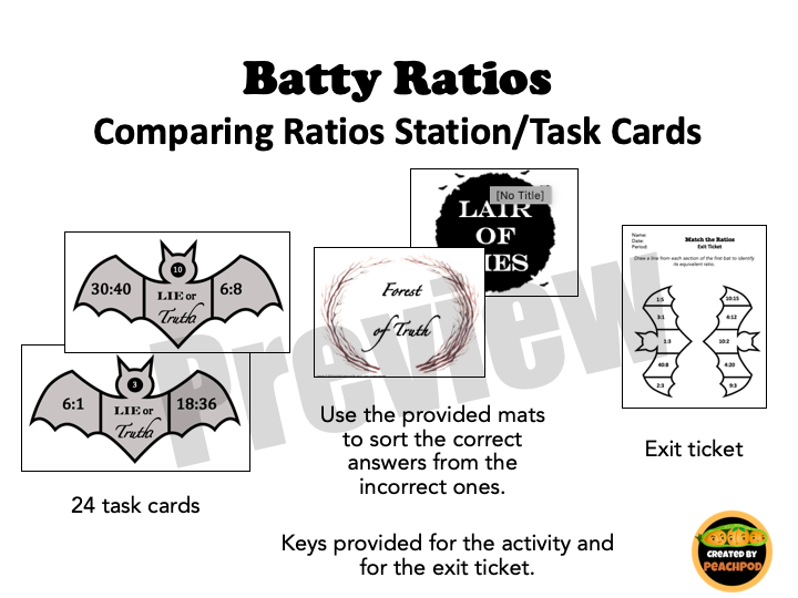 Batty Ratios: Comparing Ratios Station/Task Cards - Amped Up Learning