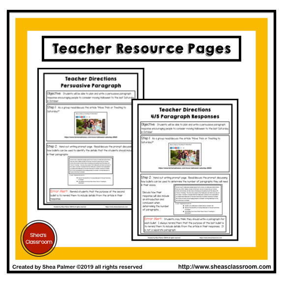 Halloween Persuasive Essay Writing Prompt & Planning Pages Grades 3-5 ...