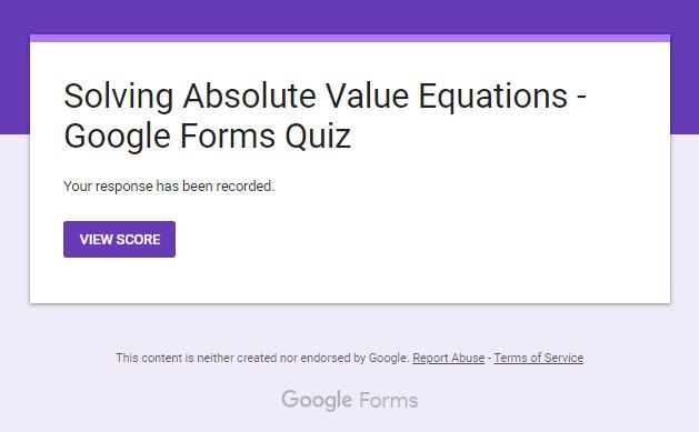 Solve Absolute Value Equations: Google Forms Quiz- 20 Problems - Amped ...