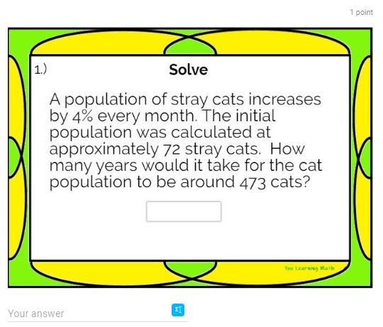 Exponential Growth and Decay Word Problems: Google Forms Quiz - 16 ...