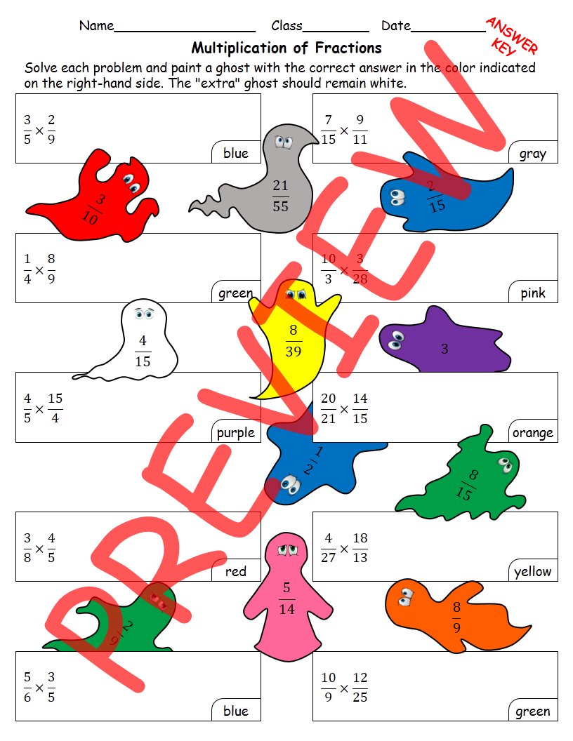 Halloween Multiplying Fractions
