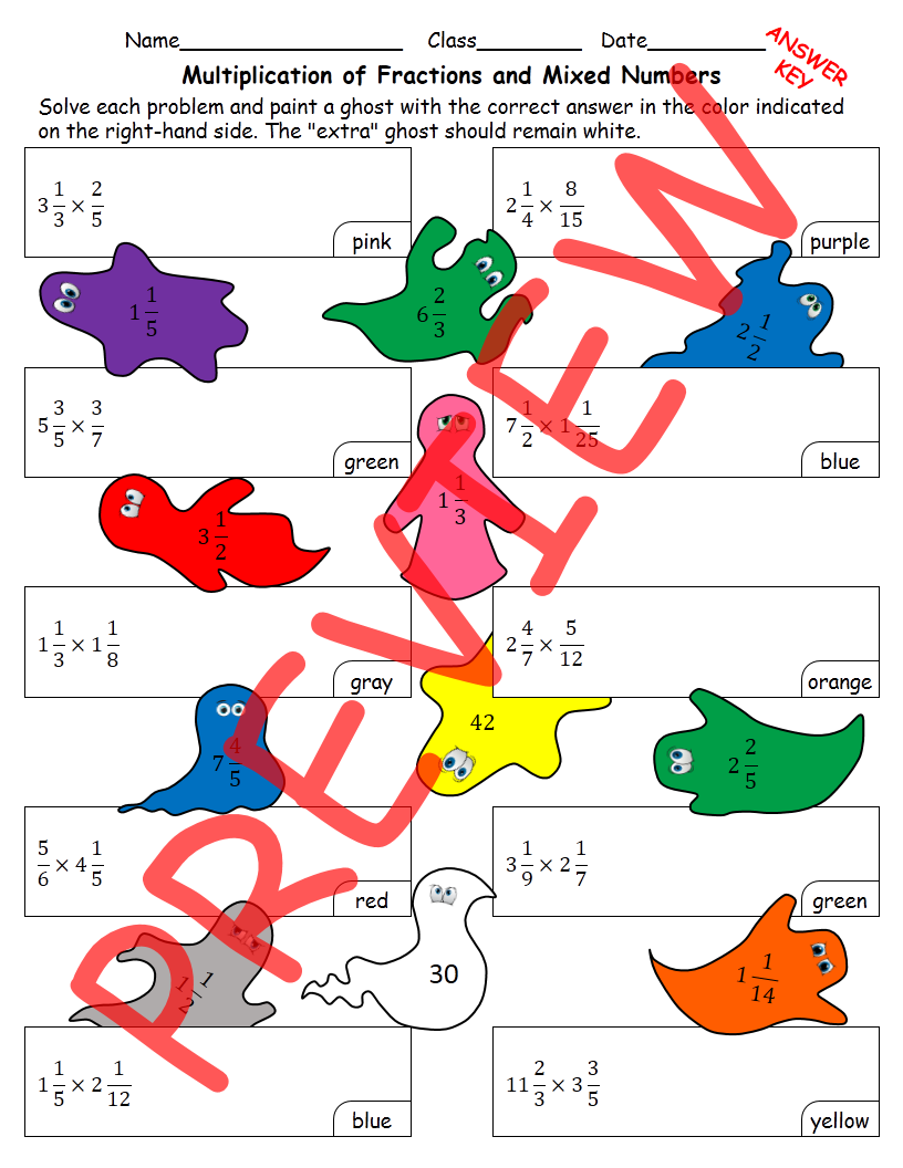 Halloween Multiplying Fractions