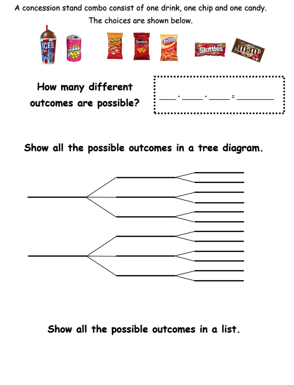 Probability Outcomes & Tree Diagrams: Notes with Guided Practice & Activity