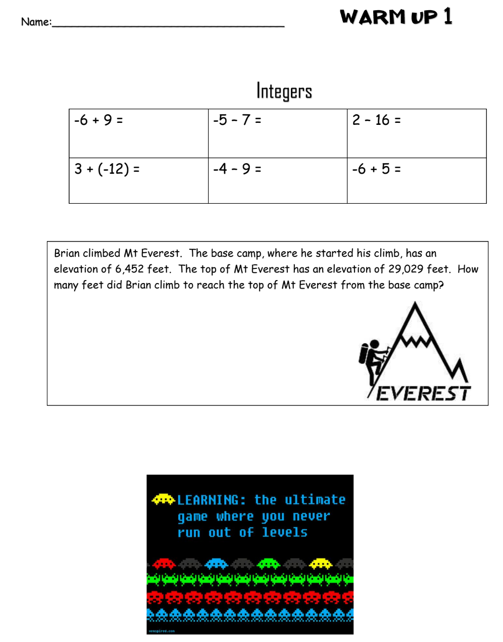 7th grade Warm-ups - Set 4