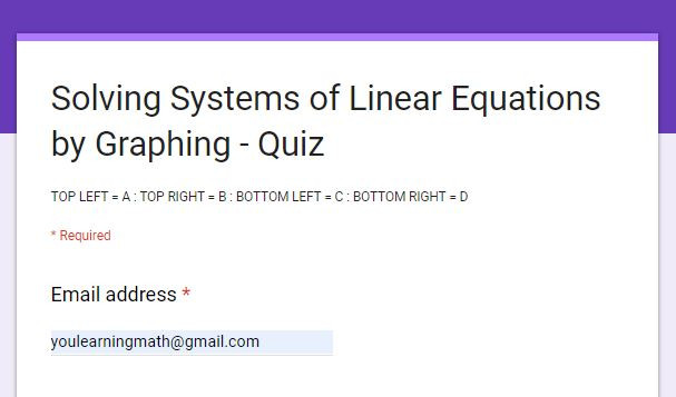 Solving Systems of Linear Equations by Graphing: Google Forms Quiz - 20 ...