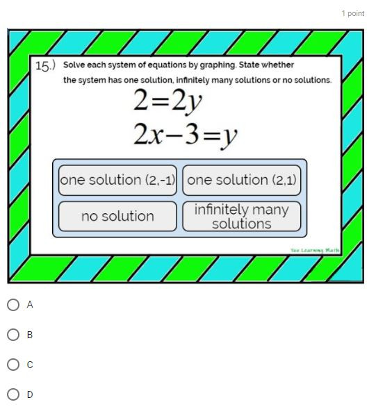 Solving Systems of Linear Equations by Graphing: Google Forms Quiz - 20 ...