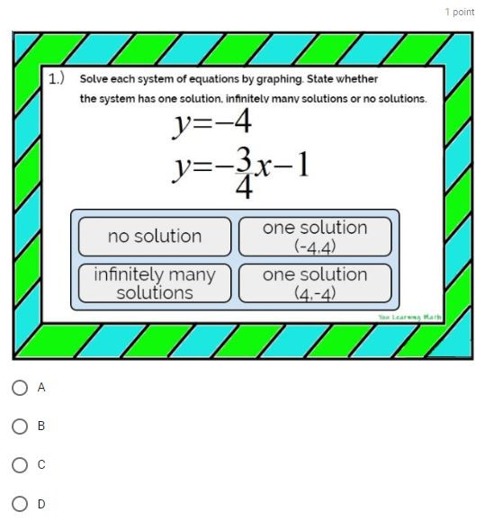 Solving Systems of Linear Equations by Graphing: Google Forms Quiz - 20 ...
