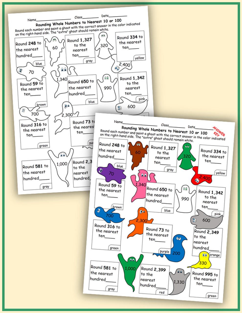 3rd Grade Halloween Math (Color by Number)