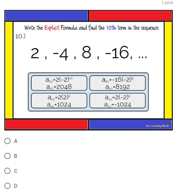 Geometric Sequences: Recursive and Explicit Formulas - Google Forms ...